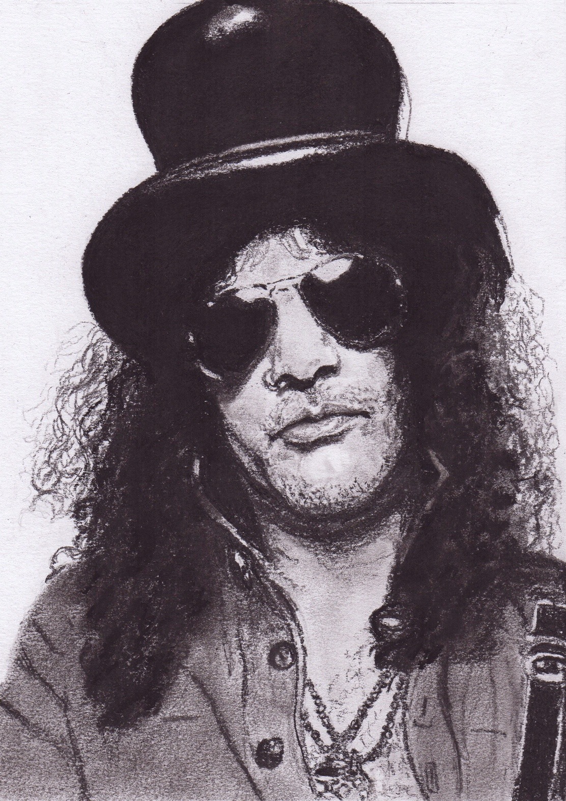 Slash - Charcoal on Paper Portrait - Kirk Andrews Art